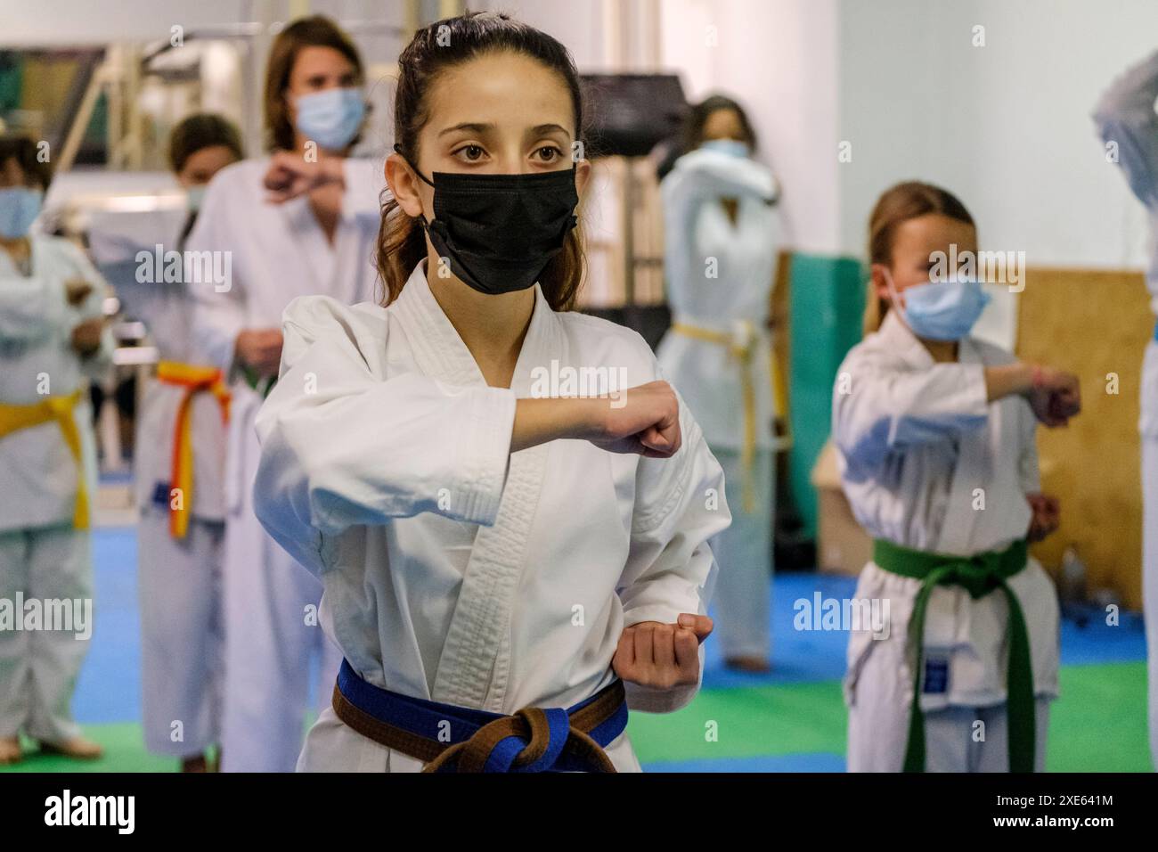 Young people practicing traditional karate Stock Photo - Alamy