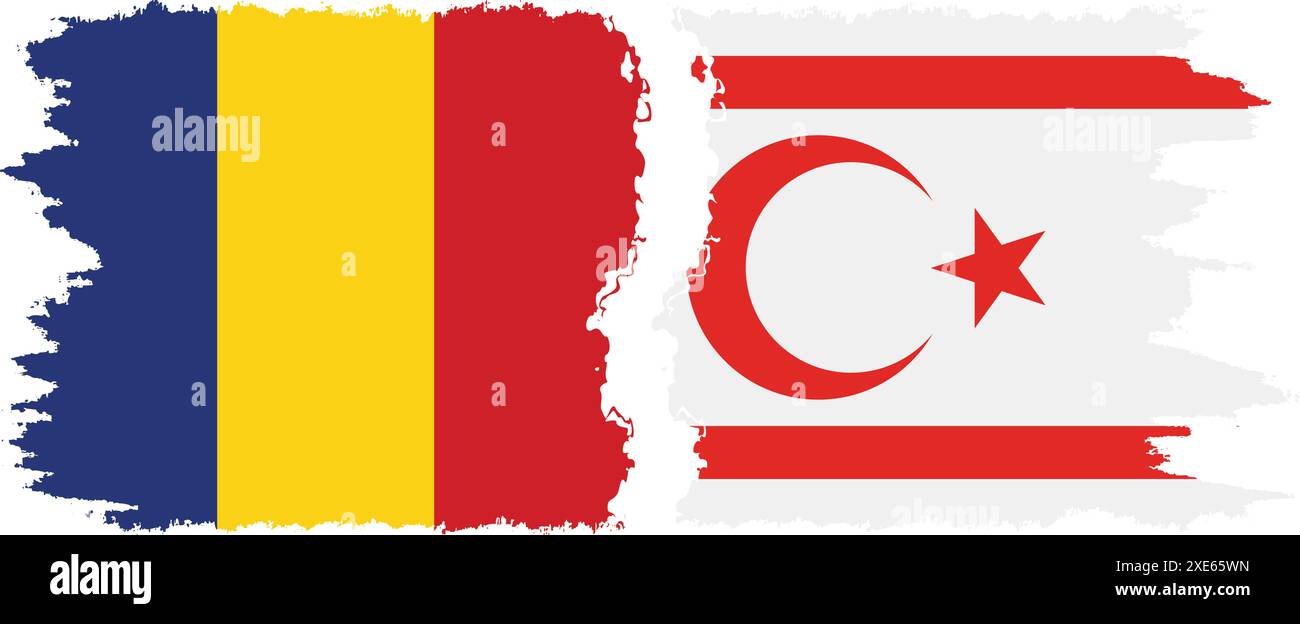 Turkish Republic of Northern Cyprus and Romania grunge flags connection ...