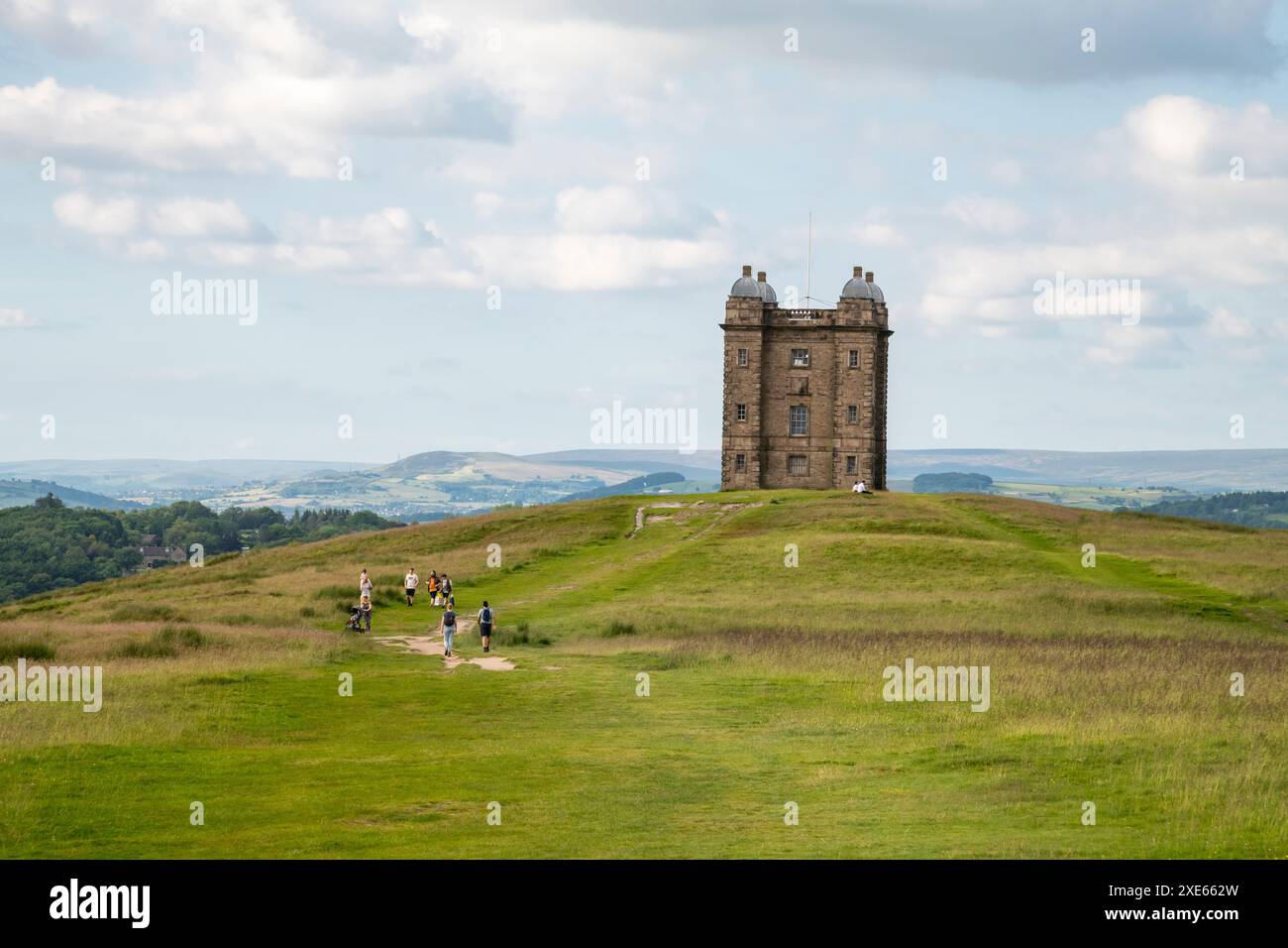 The Cage at Lyme Park in Cheshire, England. A stone tower in a ...