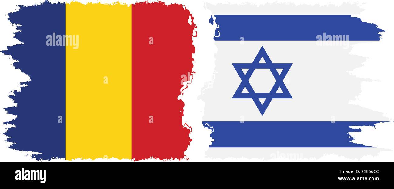 Israel and Romania grunge flags connection, vector Stock Vector Image ...
