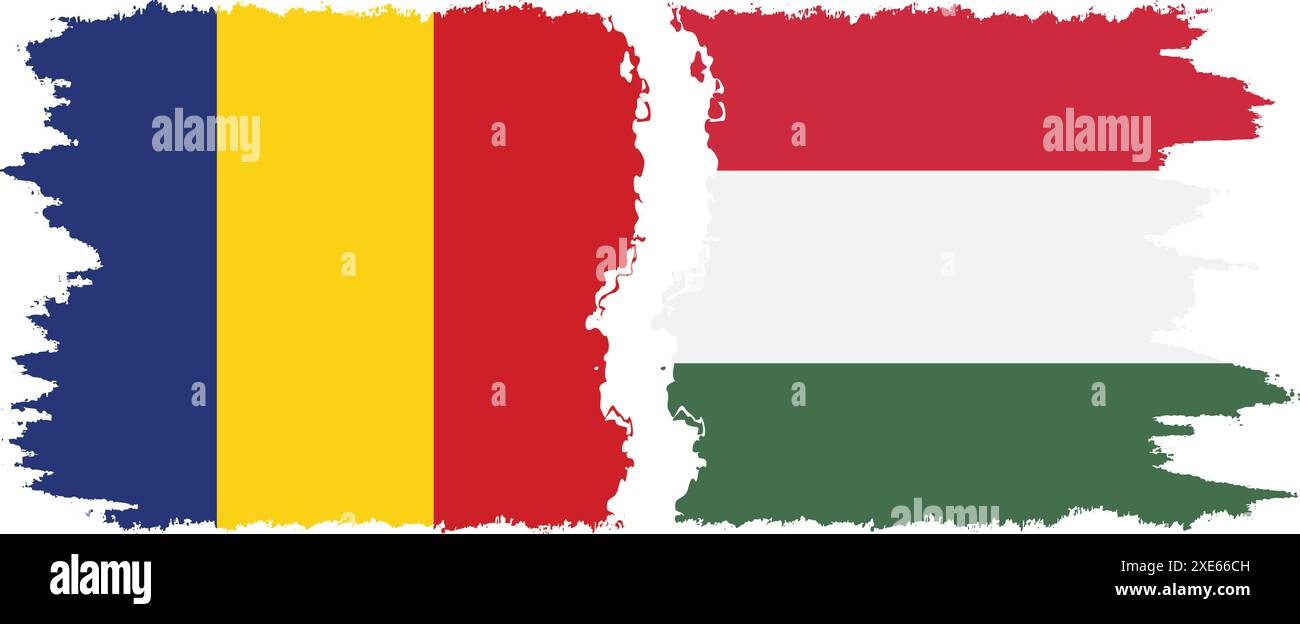 Hungary and Romania grunge flags connection, vector Stock Vector Image ...