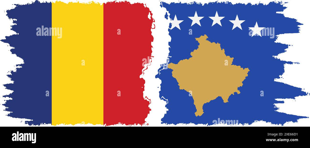 Kosovo and Romania grunge flags connection, vector Stock Vector Image ...