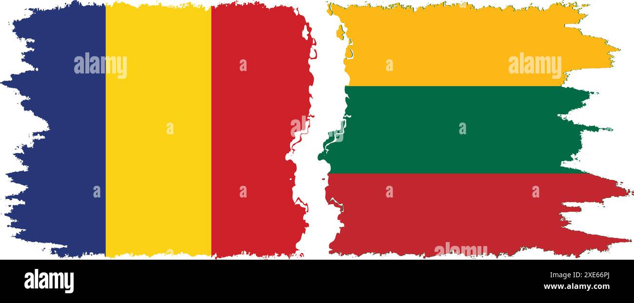Lithuania and Romania grunge flags connection, vector Stock Vector ...