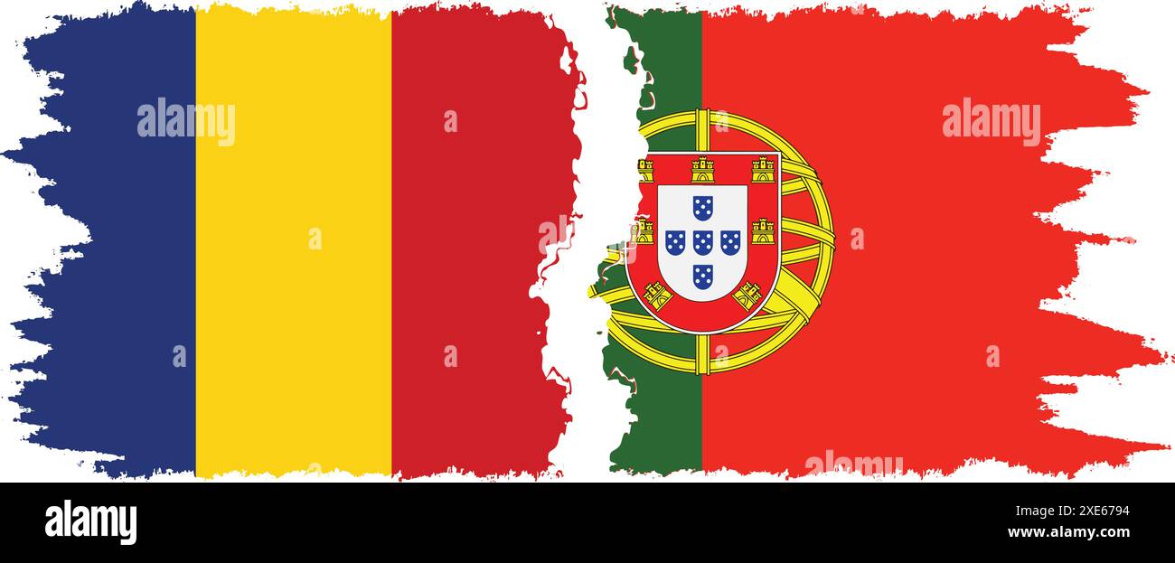 Portugal and Romania grunge flags connection, vector Stock Vector Image ...