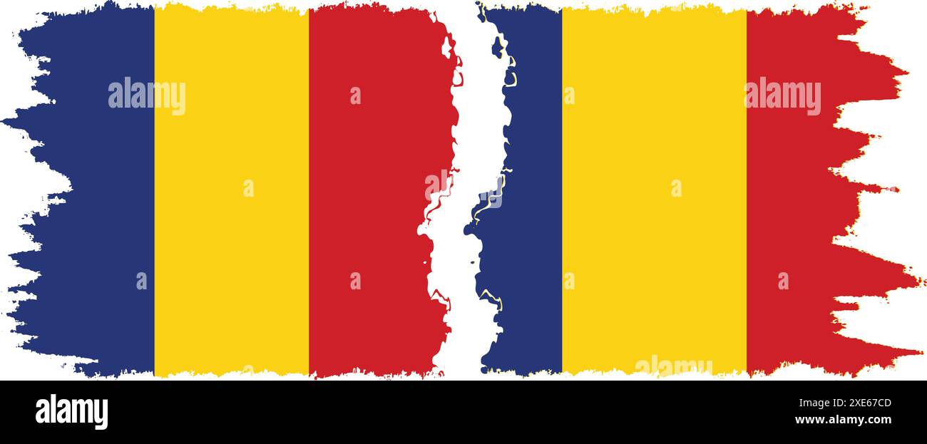 Romania and Romania grunge flags connection, vector Stock Vector Image ...