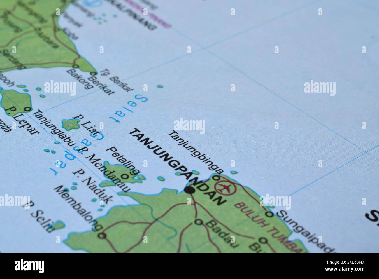 Tanjungpandan map. It is the capital of Belitung Regency, Bangka ...