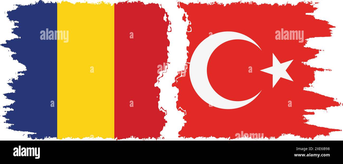 Turkey and Romania grunge flags connection, vector Stock Vector Image ...