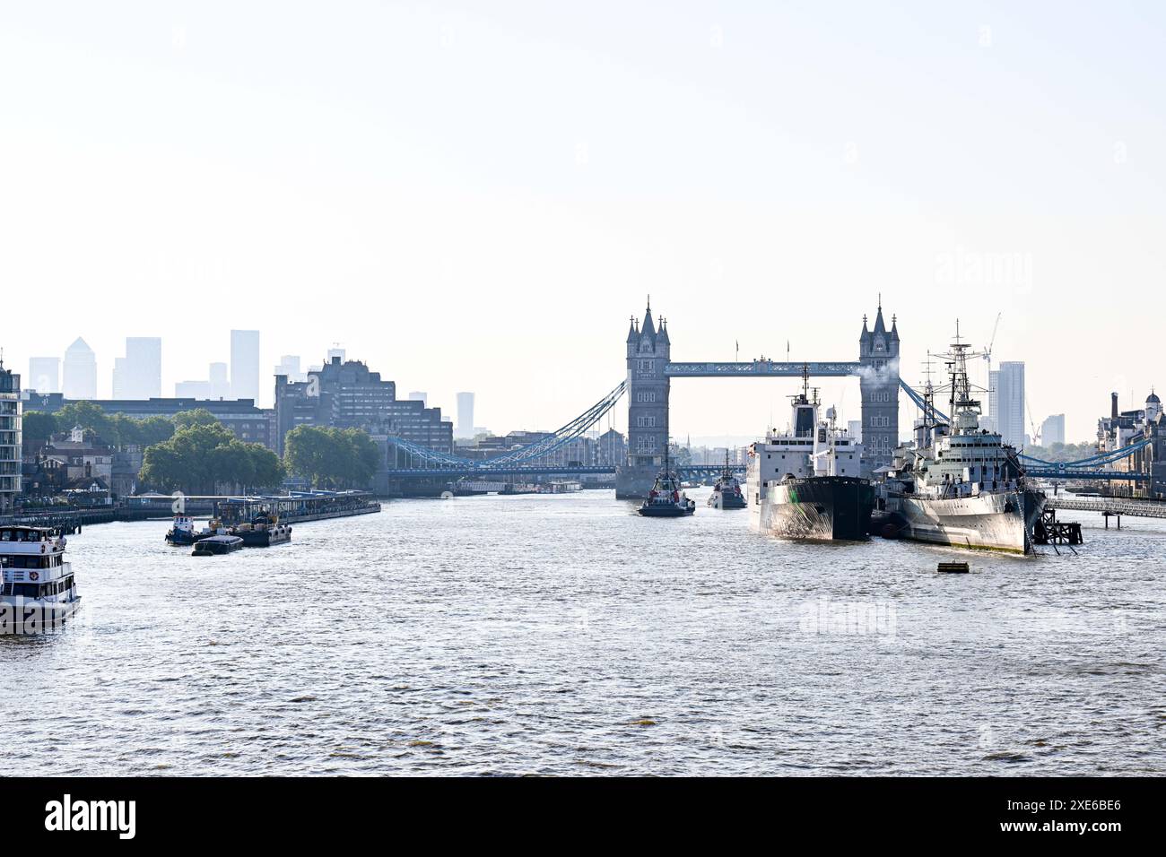 EDITORIAL USE ONLY St Helena passes through Tower Bridge in London as ...