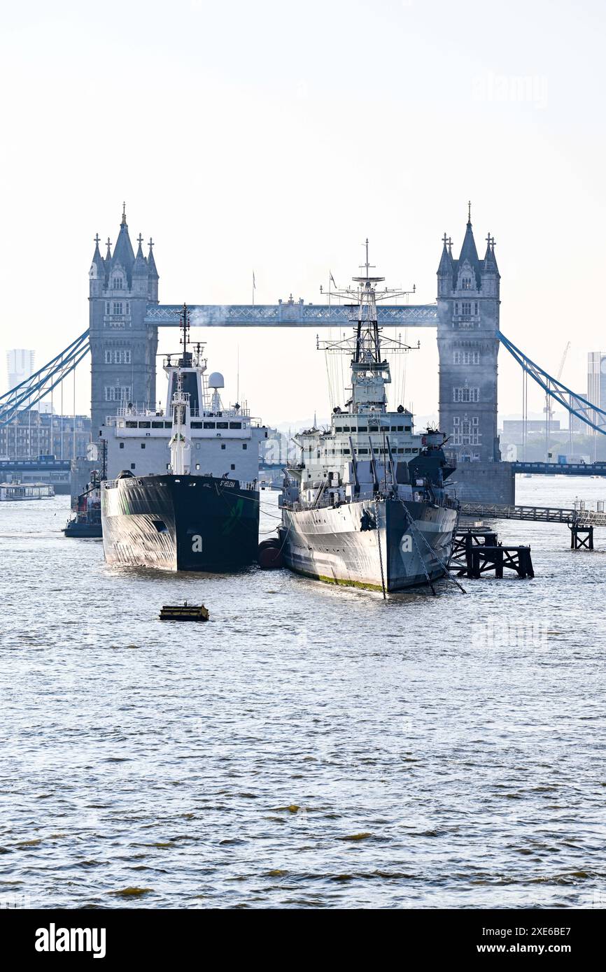 EDITORIAL USE ONLY St Helena passes through Tower Bridge in London as ...