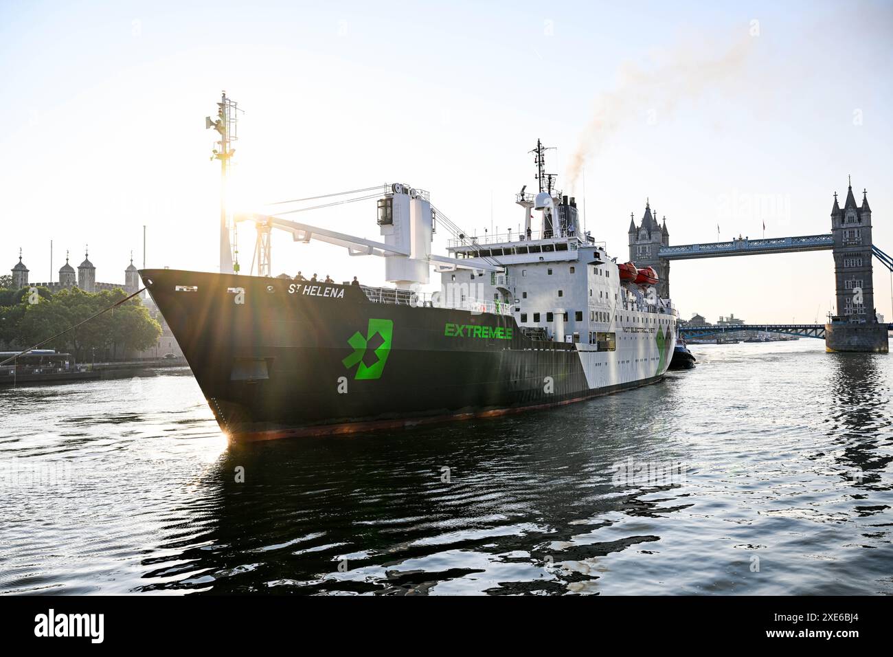 EDITORIAL USE ONLY St Helena passes through Tower Bridge in London as ...