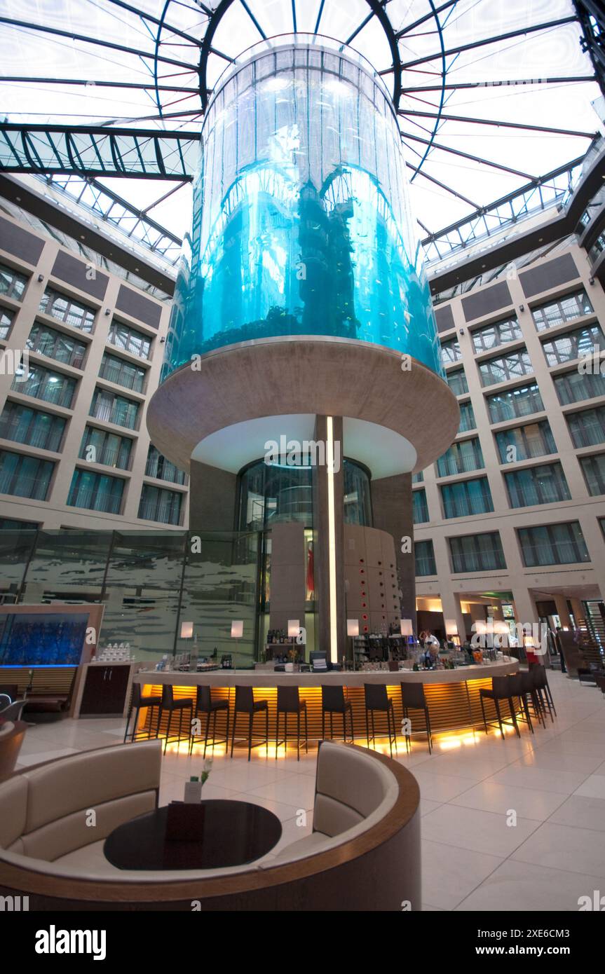 Germany, Berlin, Aquarium Tank Inside the Lobby of Radisson Hotel Stock ...