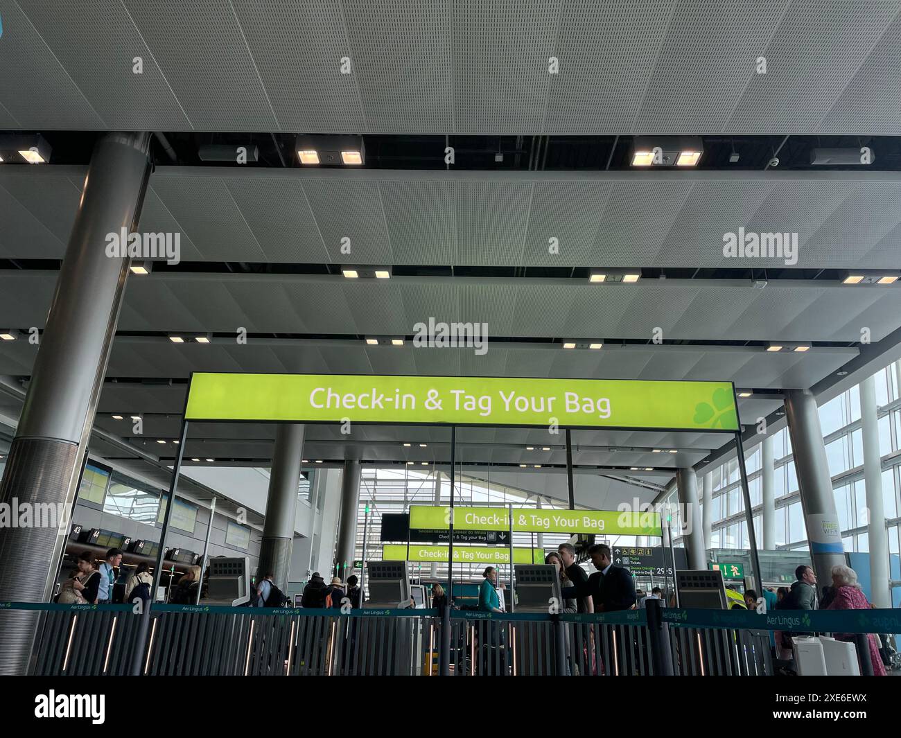 The Aer Lingus check-in desks at Terminal 2 of Dublin Airport, Republic ...