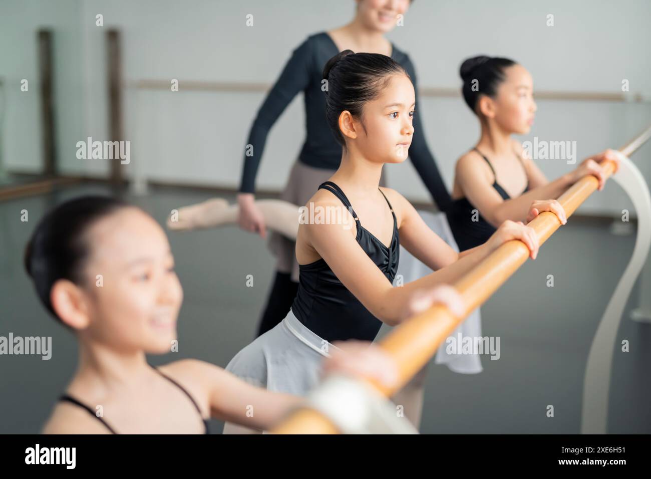 Ballet class, instructor and children Stock Photo - Alamy