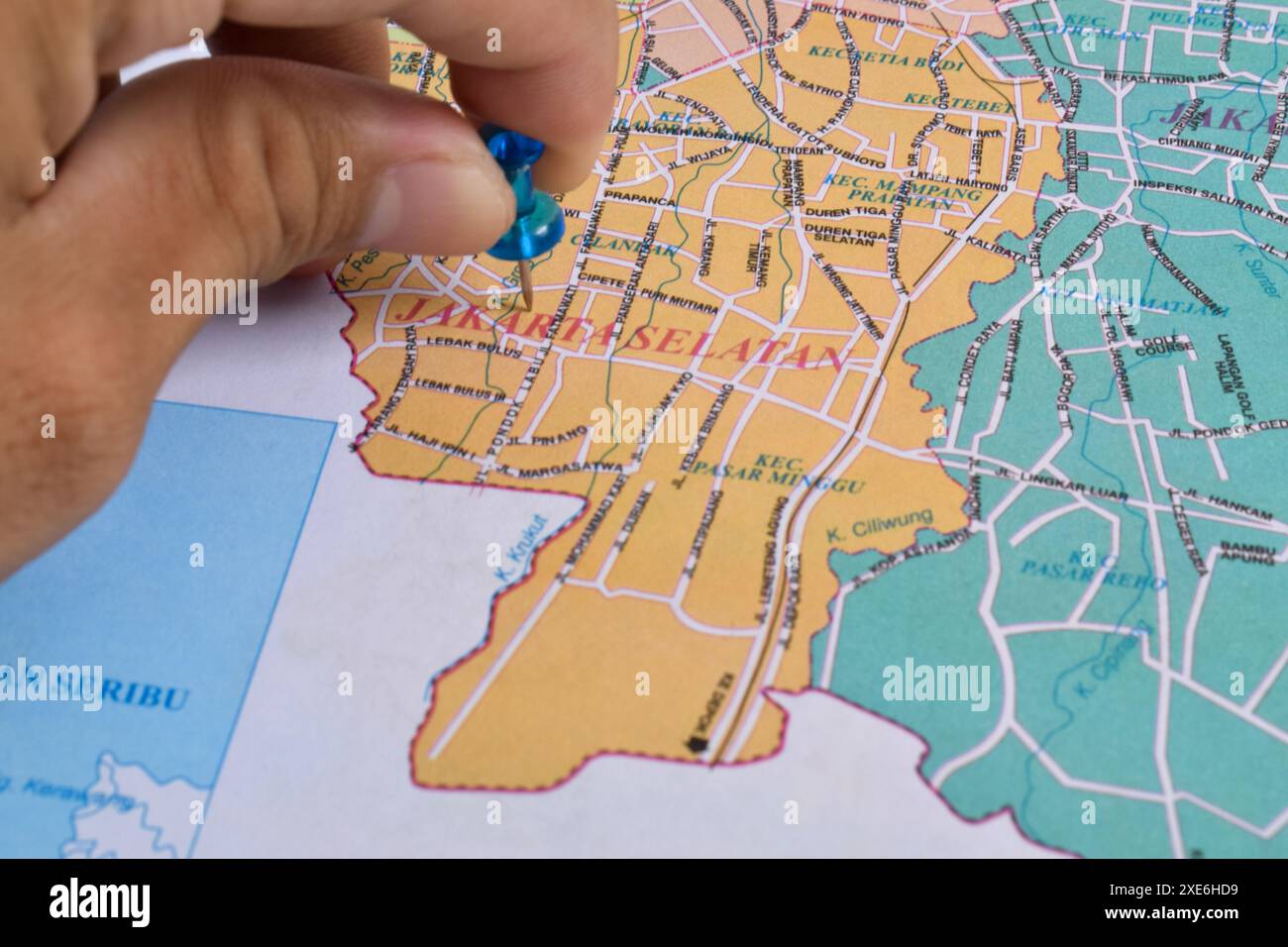 Pin on Map South Jakarta, located in DKI Jakata, Indonesia Stock Photo ...