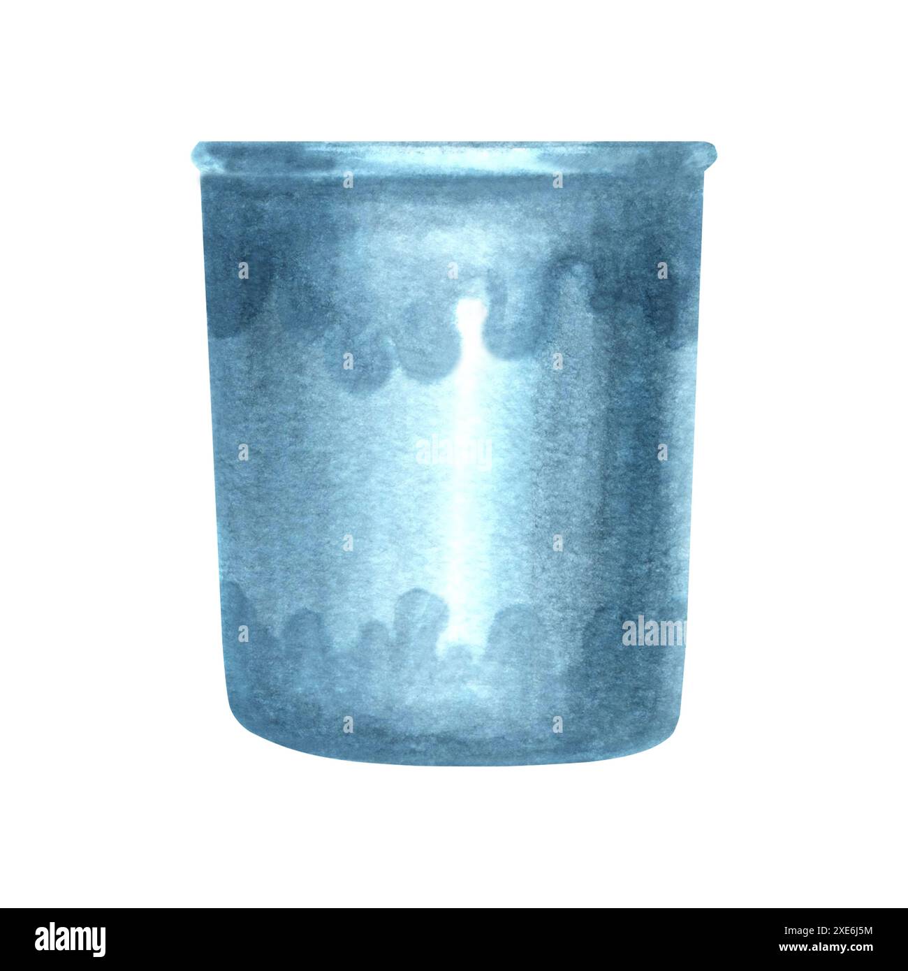 Plastic cup blue empty Bucket. Hand drawn watercolor illustration ...