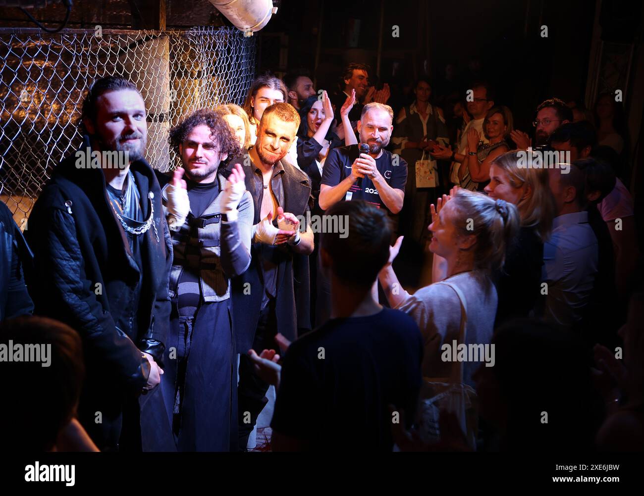 IVANO-FRANKIVSK, UKRAINE - JUNE 21, 2024 - Actors take a bow during the ...