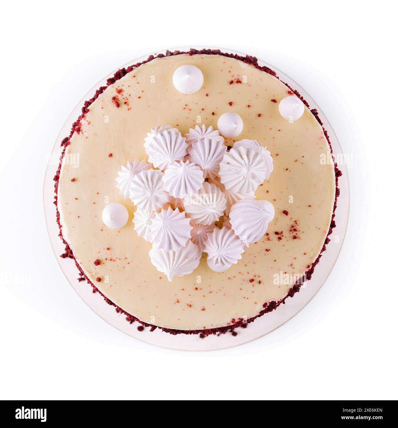 Red velvet cake top view isolated Stock Photo - Alamy