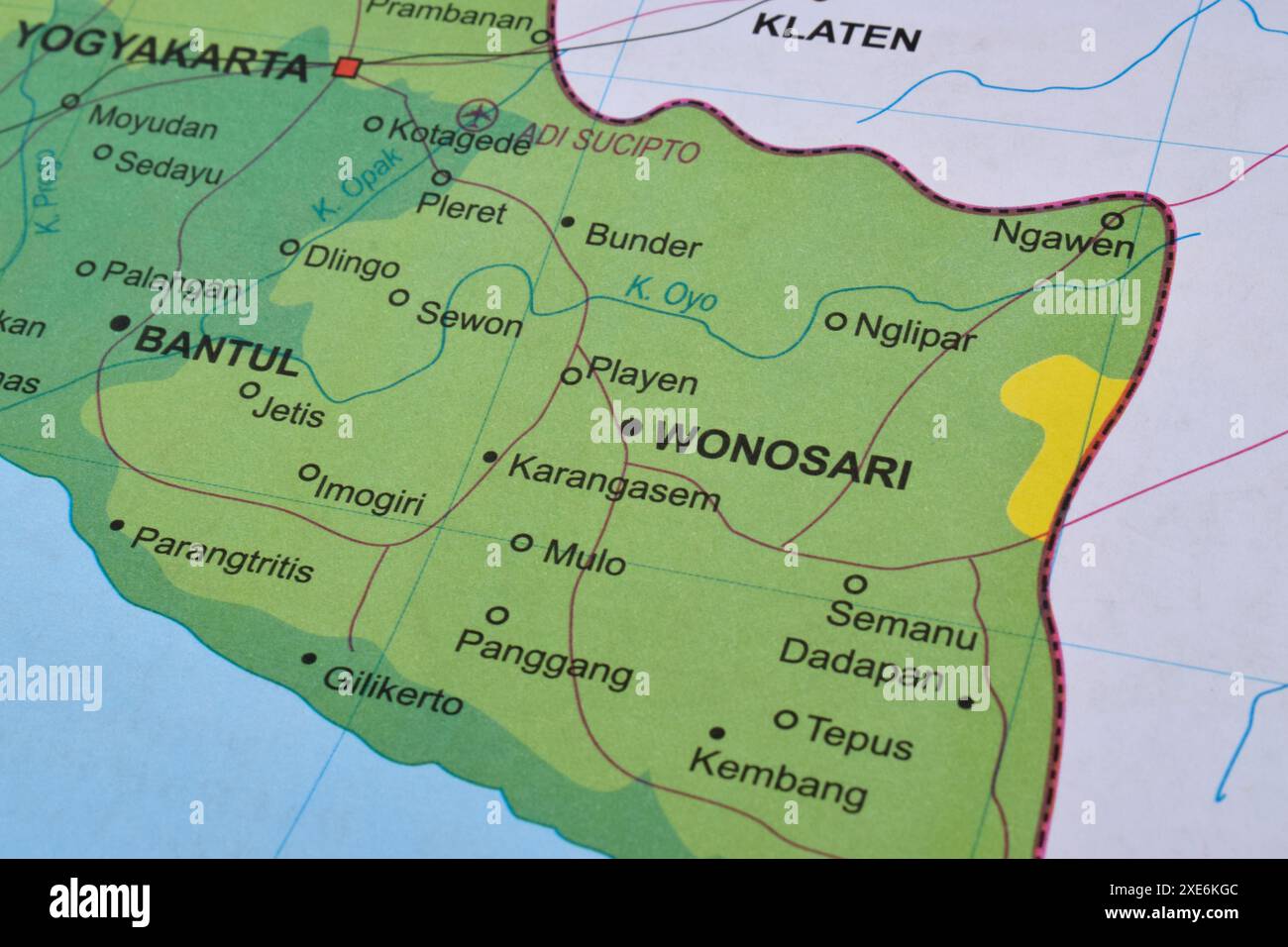 Map of Wonosari, located in Gunungkidul Regency, Special Region of ...