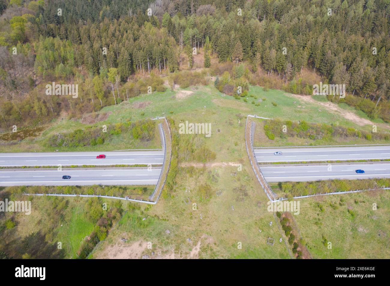Wildlife crossing, animal bridge spanning a highway. Germany Stock ...