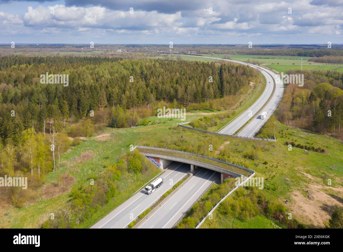 Wildlife crossing, animal bridge spanning a highway. Germany Stock ...