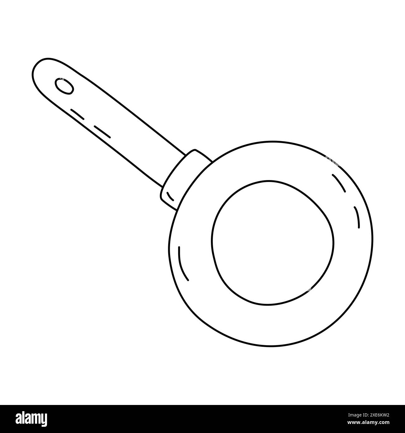 Fraying pan icon top view, doodle style flat vector outline ...