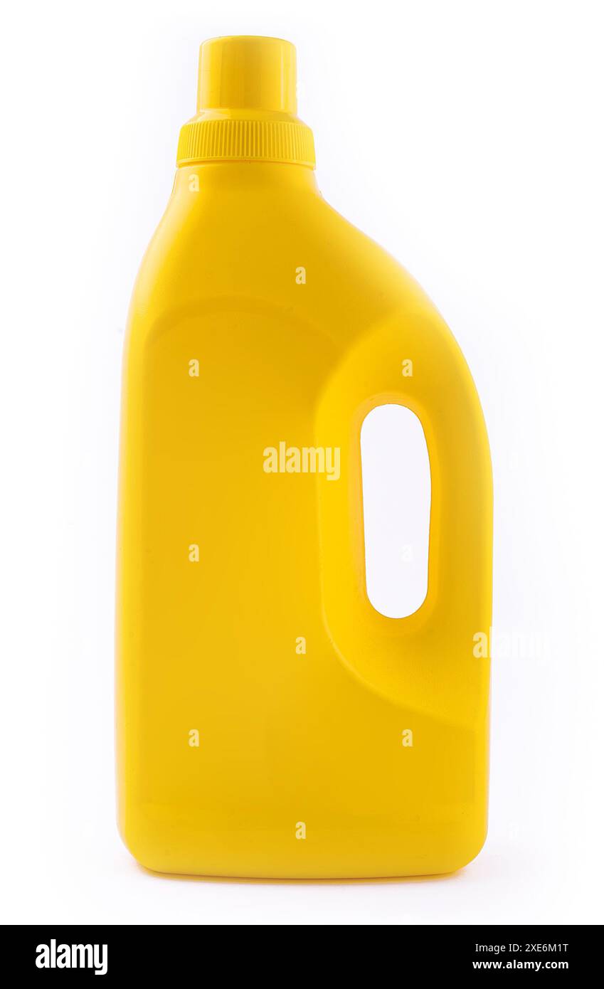 Yellow Plastic detergent bottle isolated on white background Stock ...
