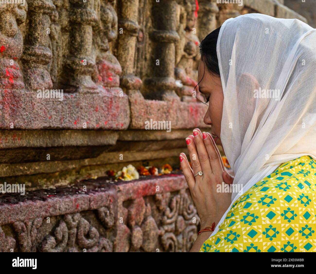 Female devotee praying, Kamakhya Temple, Guwahati, Assam, India, Asia ...