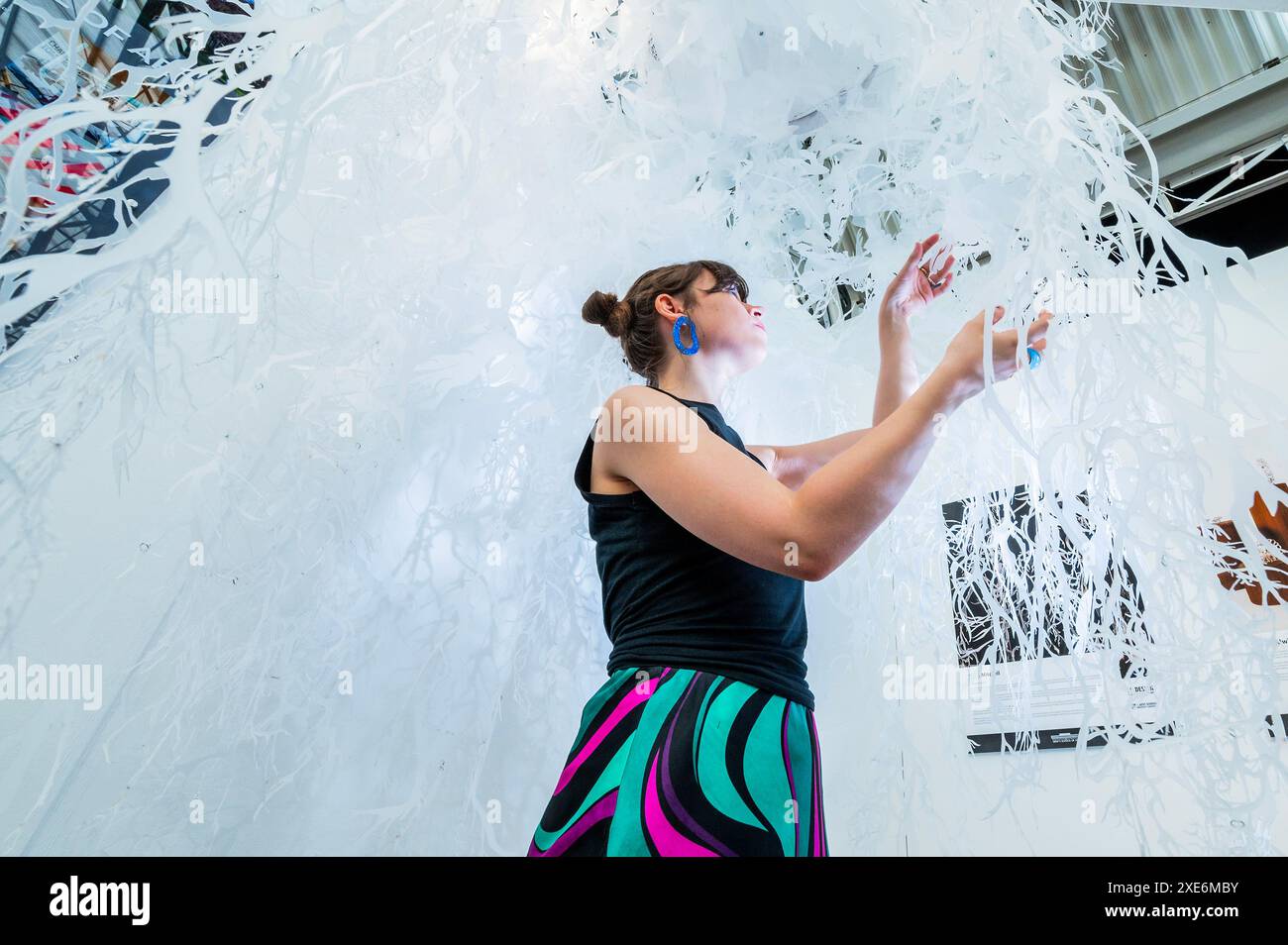 London, UK. 26th June, 2024. Emily Mitchell's (pictured with her work ...