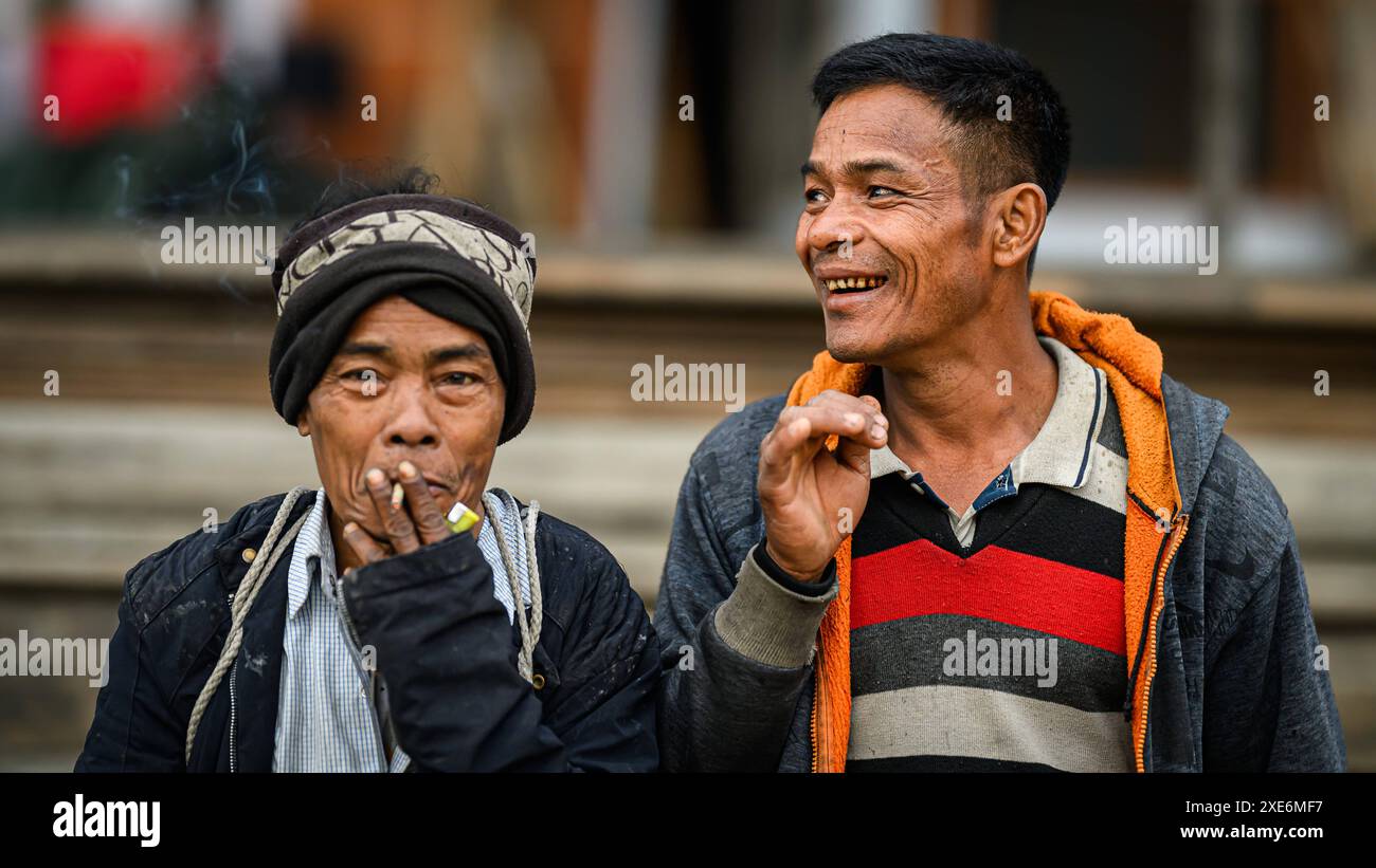 Two men, Apatani Tribe, Ziro Valley, Arunachal Pradesh, India, Asia ...