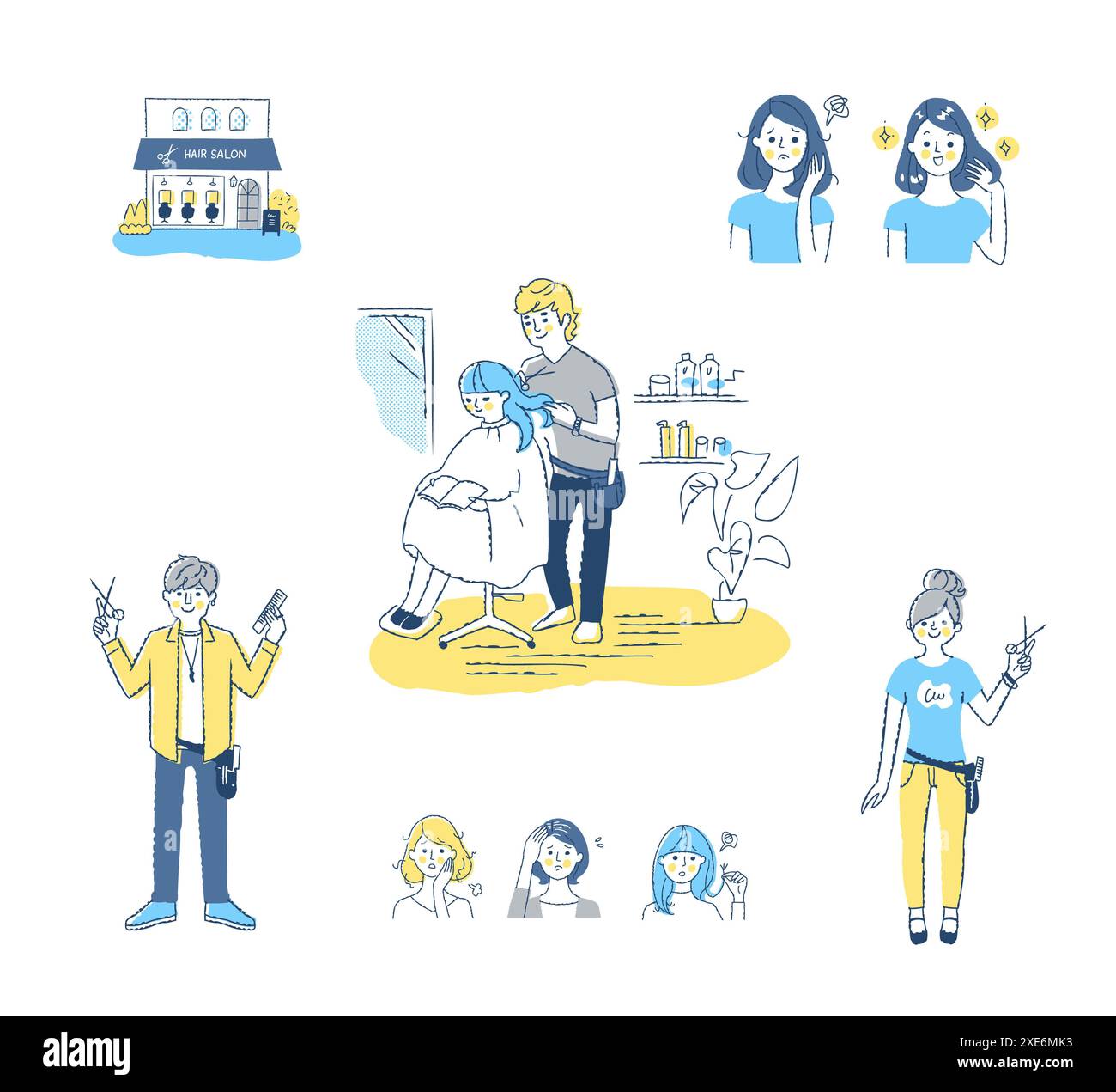Illustration hair salon scene Cut Out Stock Images & Pictures - Alamy