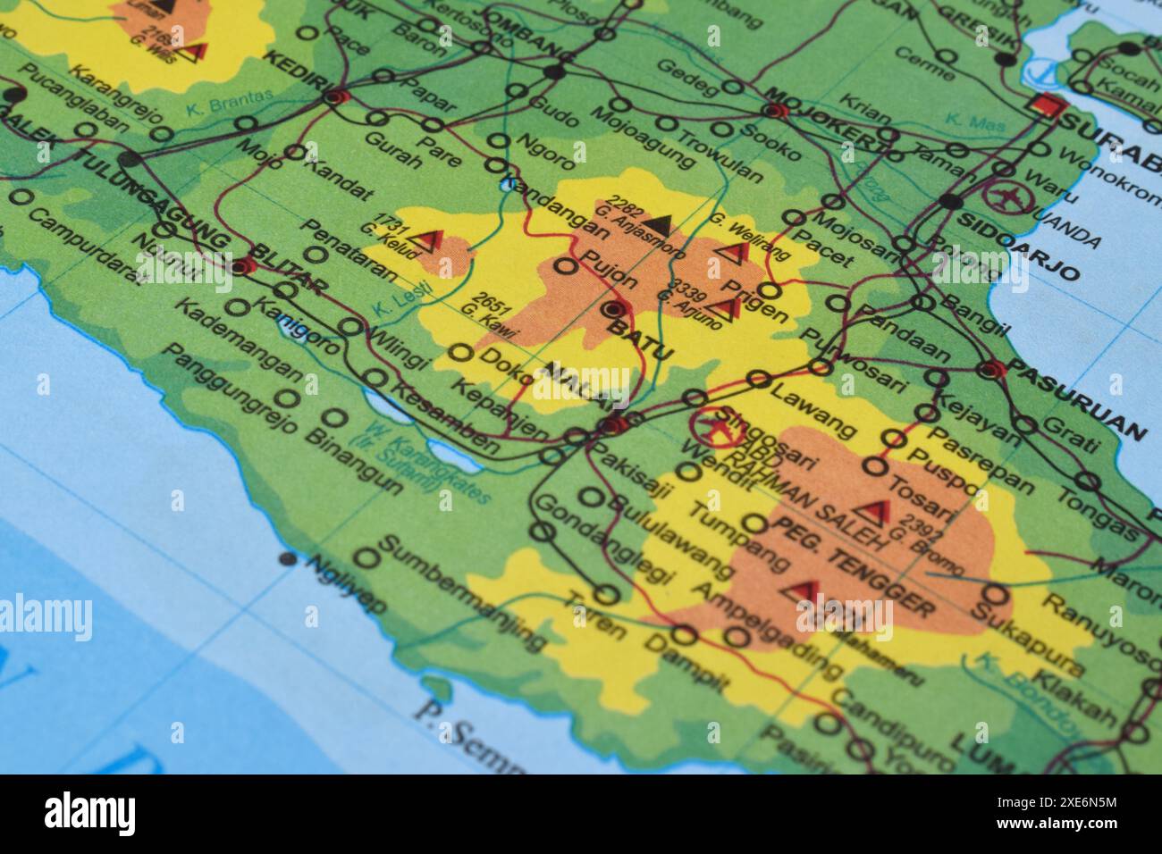 Map of Malang and Batu Cities, East Java, Indonesia Stock Photo - Alamy