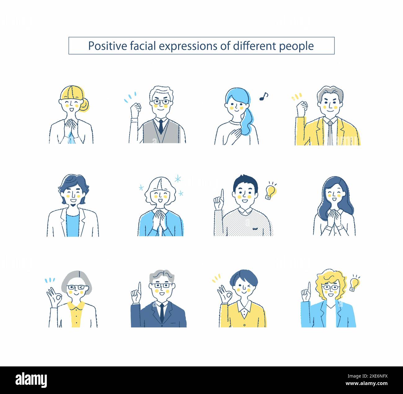 Expressions of different business people mix2 Positive Stock Photo - Alamy