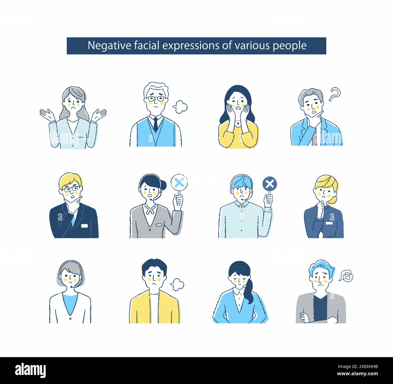 Expressions of different business people mix4 Negative Stock Photo - Alamy