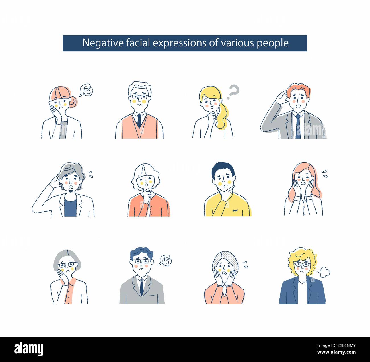 Various business people's expressions mix2 negative Stock Photo - Alamy