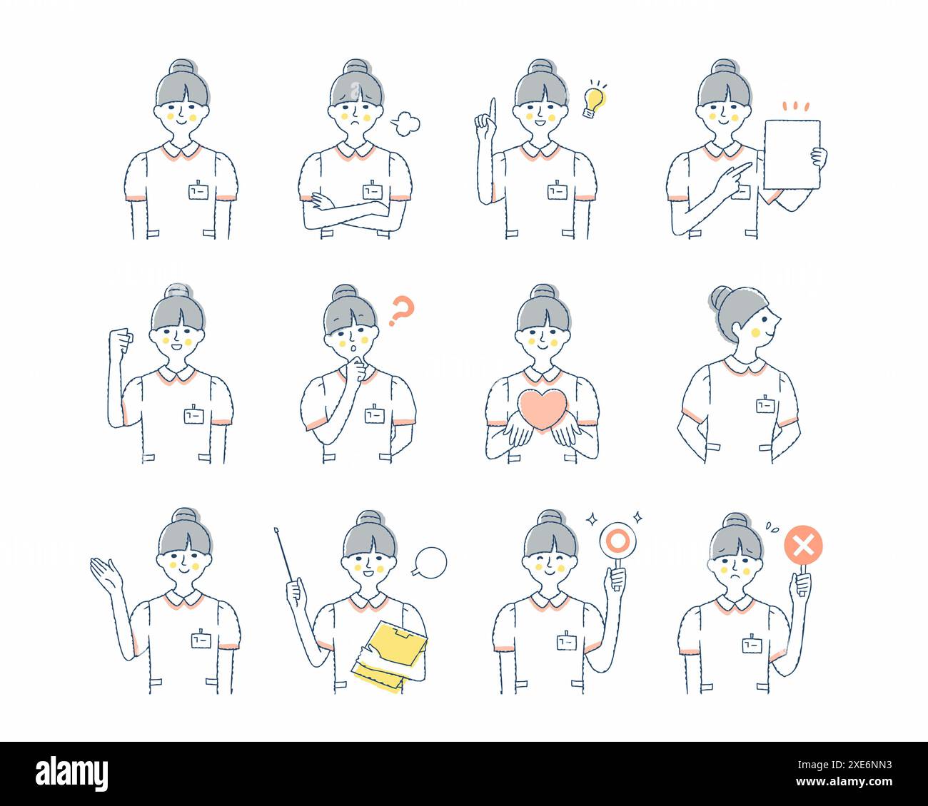 Female medical professional with facial expression Variation set Stock ...