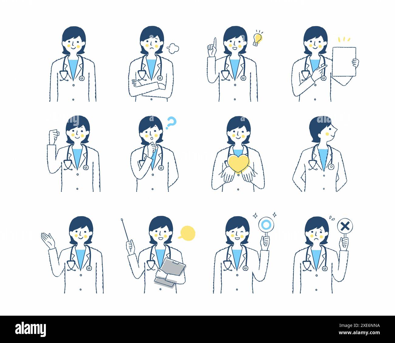 Female medical professional with facial expression Variation set Stock ...