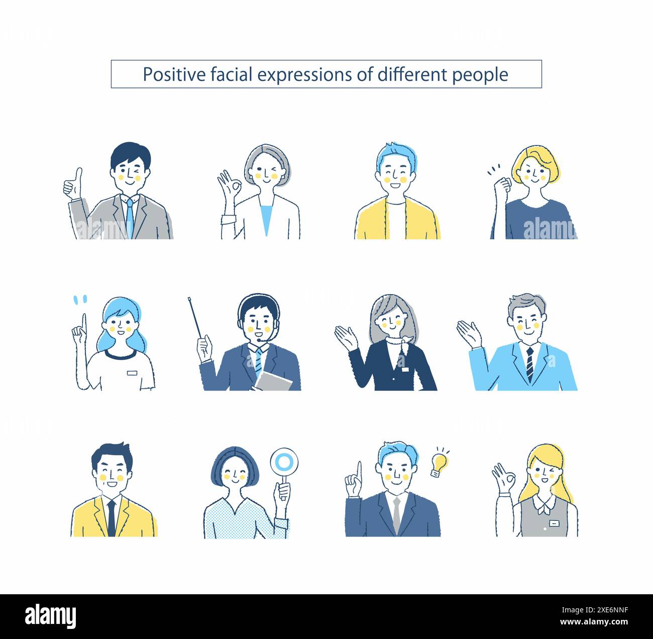 Expressions of different business people mix3 Positive Stock Photo - Alamy