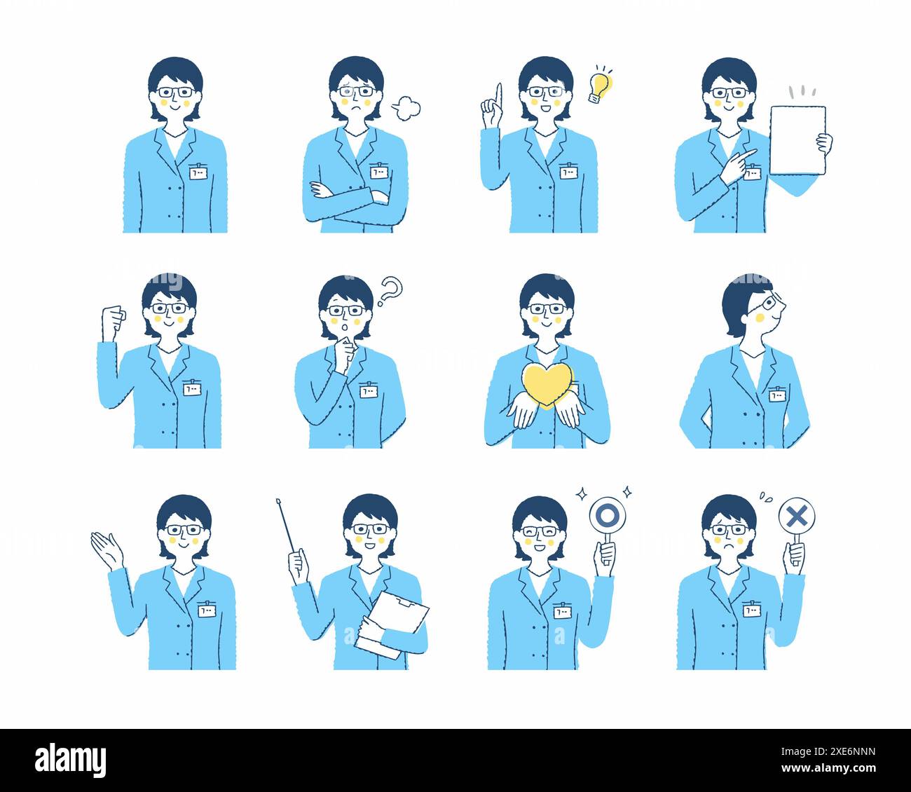 Female medical professional with facial expression Variation set Stock ...
