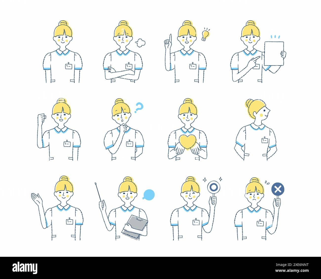 Female medical professional with facial expression Variation set Stock ...