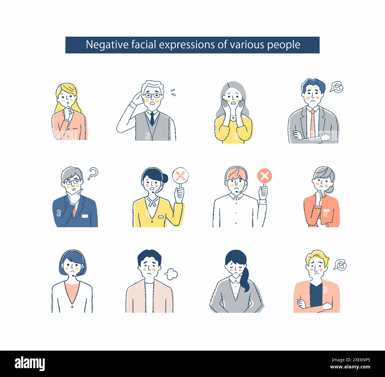 Expressions of different business people mix4 Negative Stock Photo - Alamy