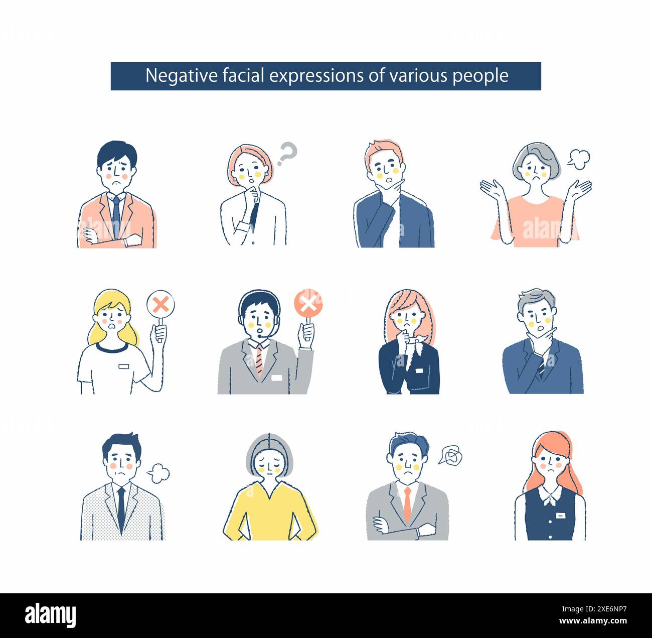 Expressions of different business people mix3 Negative Stock Photo - Alamy