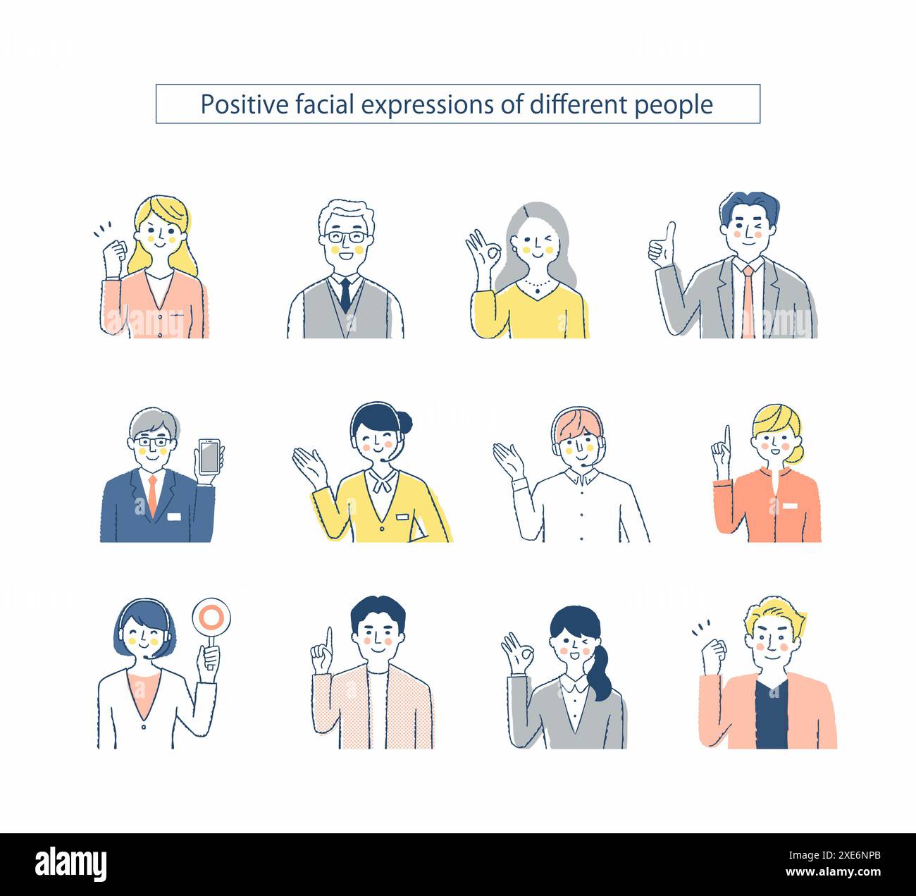 Various expressions of business people mix4 Positive Stock Photo - Alamy