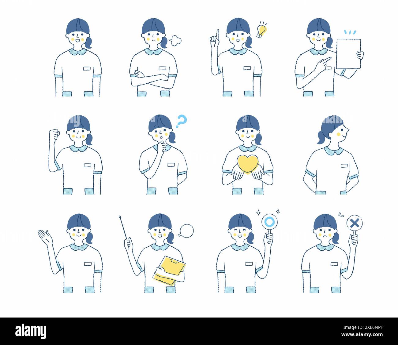 Female medical professional with facial expression Variation set Stock ...