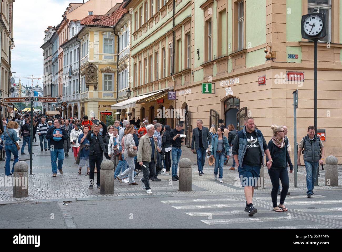 Prague, Czech Republic - May 25, 2019: Tourists walking on a crowded ...