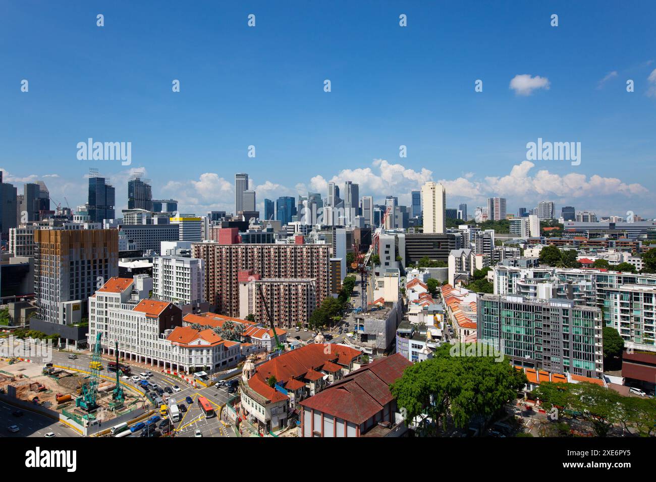 Aerial view of Singapore town skyline. The nation boasts a diverse ...