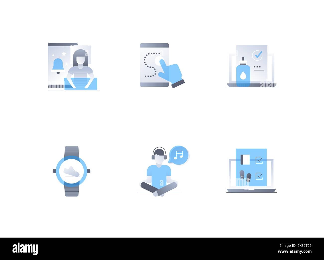 Healthy daily routine - flat design style icons set Stock Vector Image & Art - Alamy