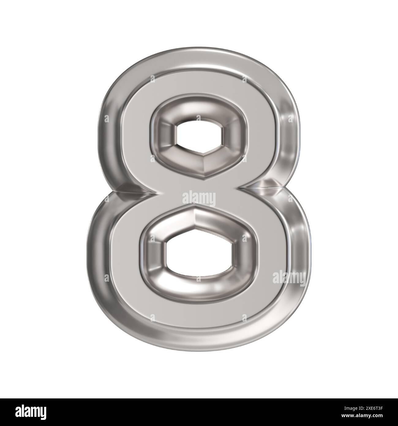 Steel font Number 8 EIGHT 3D rendering illustration isolated on white ...