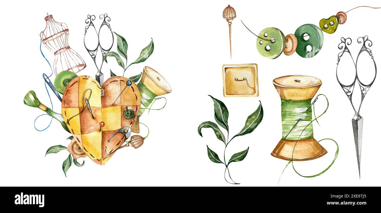 Set Theme - Sewing, Handicrafts, Embroidery. Threads, Needles, Beads ...