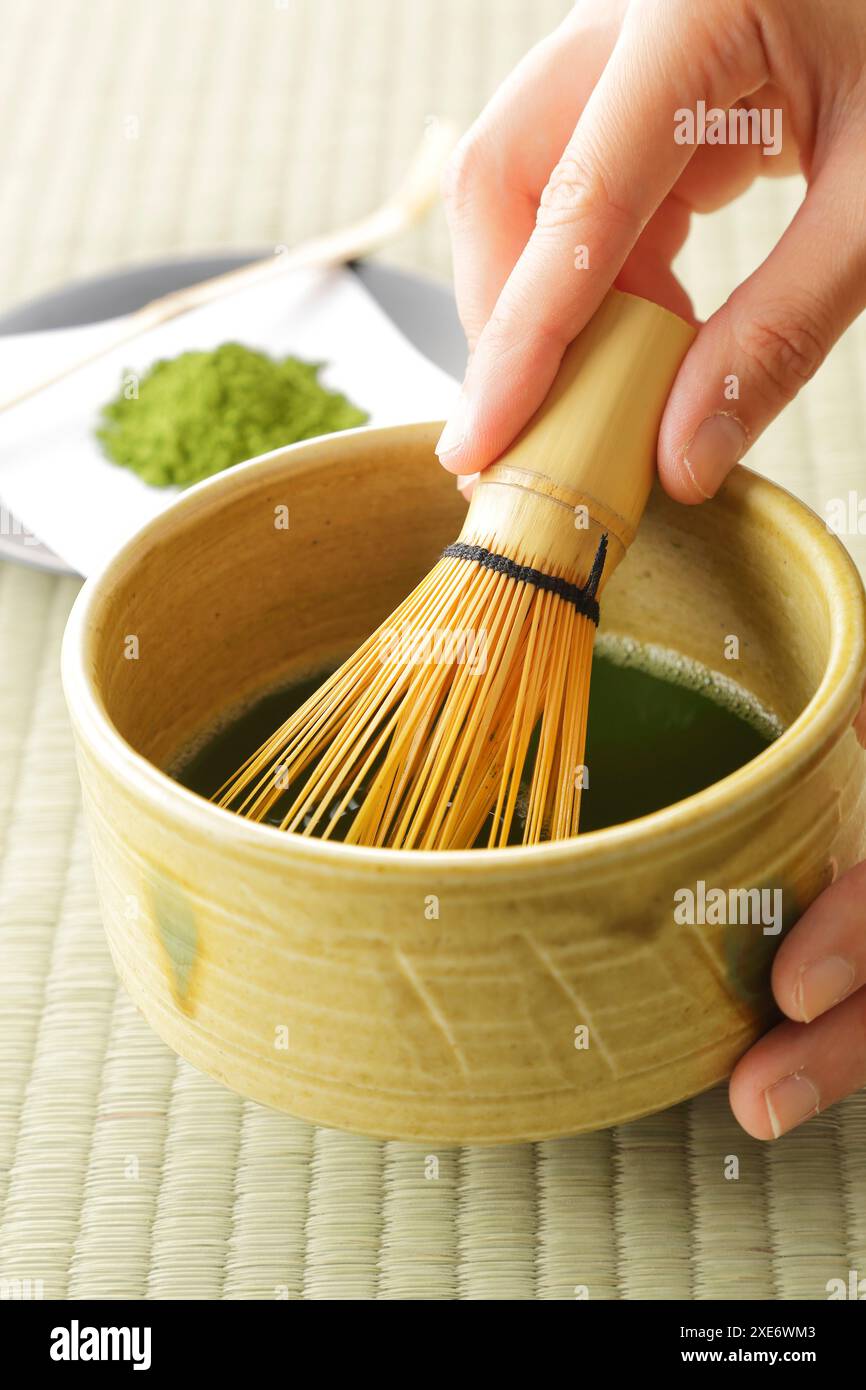 Making matcha tea Stock Photo - Alamy