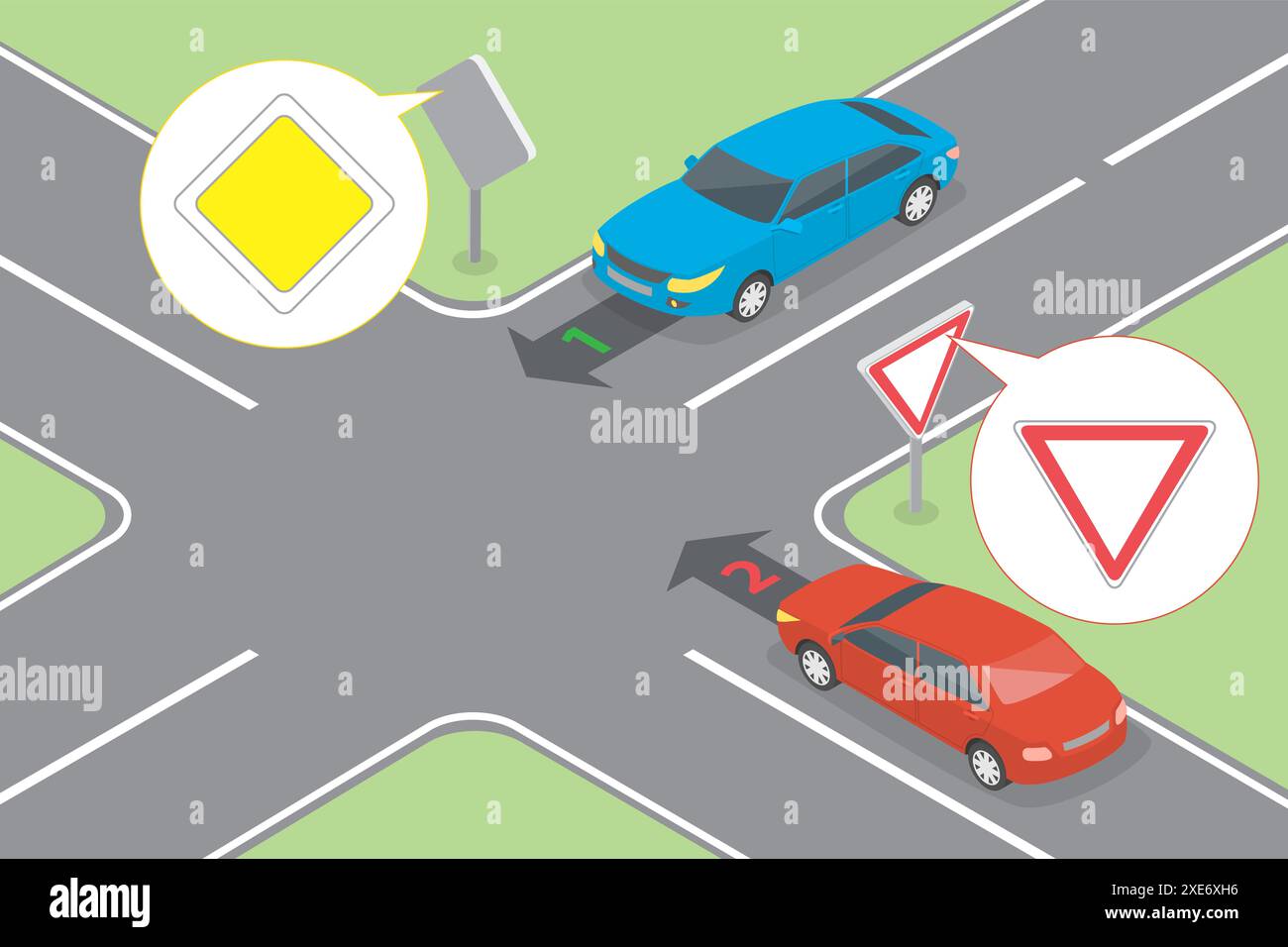 3D Isometric Flat Conceptual Illustration of Priority On Crossroads ...